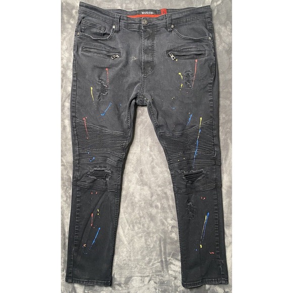 Makobi | Jeans | Makobi Mk Biker Denim Jeans Mens 42x32 Black ...